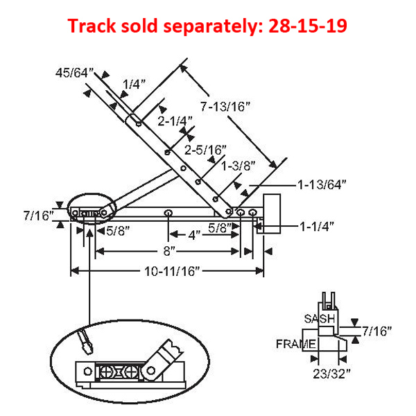 Truth High Performance Casement Hinge Arm UL-LR 28-15-18