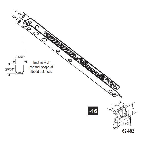 64A Series 3/8" Ribbed Jambliner Balance 64A-24HD-16 | Window and Door ...