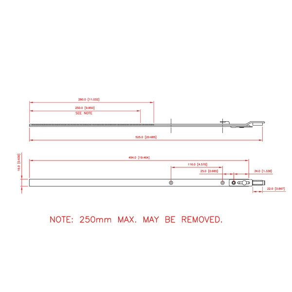 GU Top Extension Black 500mm 854-14415 | Window and Door Parts