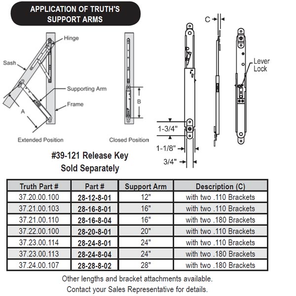 28 inch 880SS Support Arm 28-28-8-02 | Window and Door Parts