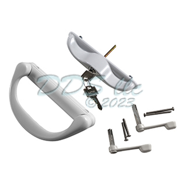 Interlock Sliding Glass Door Handle Keyed White 13-473WK | Window and ...