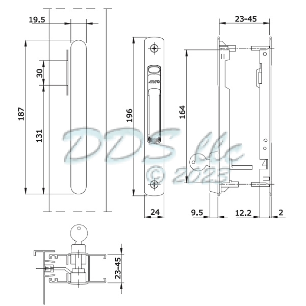 Savio Modulodue Sliding Door Handle Black 13-572AZB-K | Window and Door ...
