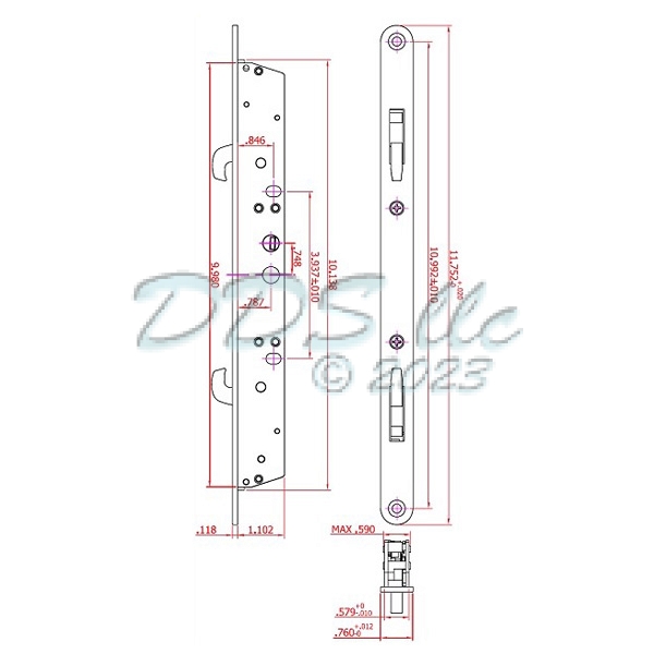 Sliding Glass Door Mortise Lock, 2 Point 16-883 | Window and Door Parts