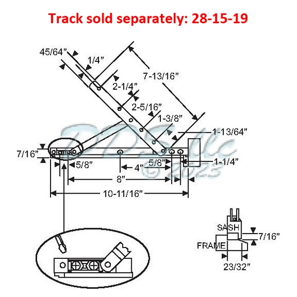 Truth High Performance Casement Hinge Arm UL-LR 28-15-18 | Window and ...