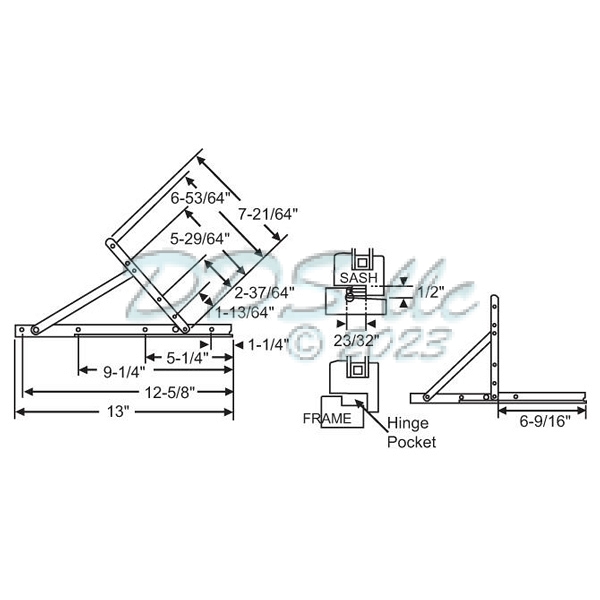 Truth 14.92 Casement Hinge LL-UR 28-15-57 | Window and Door Parts