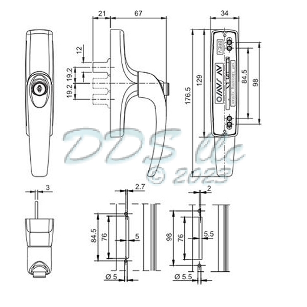 Savio Mannon Tilt and Turn Handle Keyed 40-1000K | Window and Door Parts