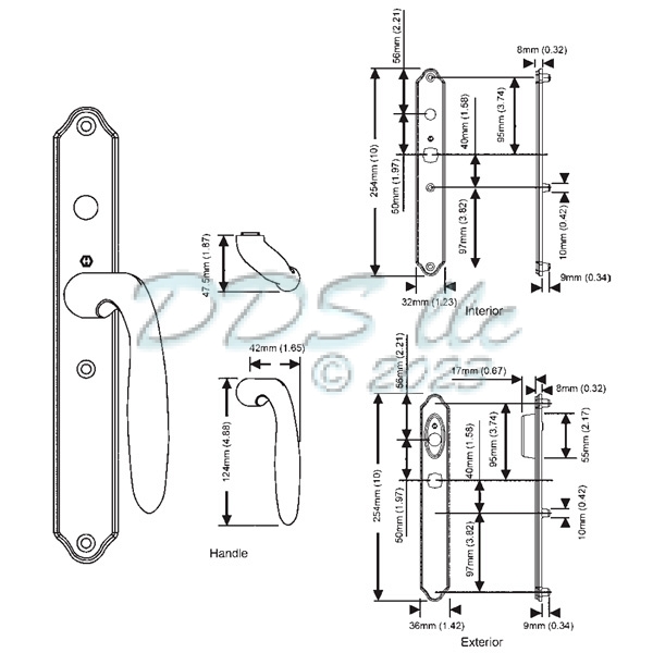 Hoppe Active Sliding Door Handle Set 2082273 | Window and Door Parts