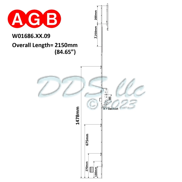 AGB Sicurtop 3 Roller Cam Multipoint Lock W01686.60.09 | Window and Door Parts