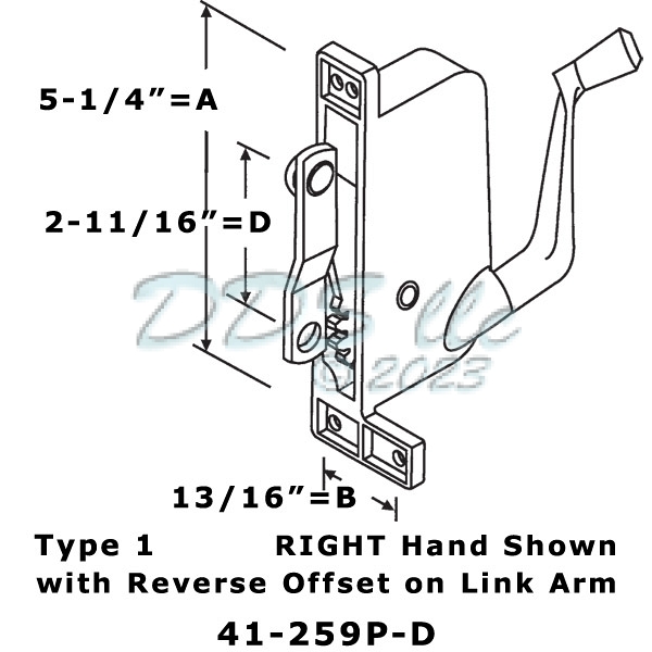 Lenahan Awning Operator RH 41-259P D | Window and Door Parts