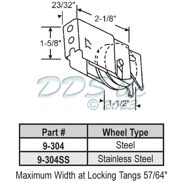 Kinco - Harcar Patio Door Roller 9-304 | Window and Door Parts