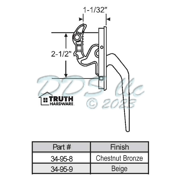 Truth Casement Handle 34-95-9 | Window and Door Parts