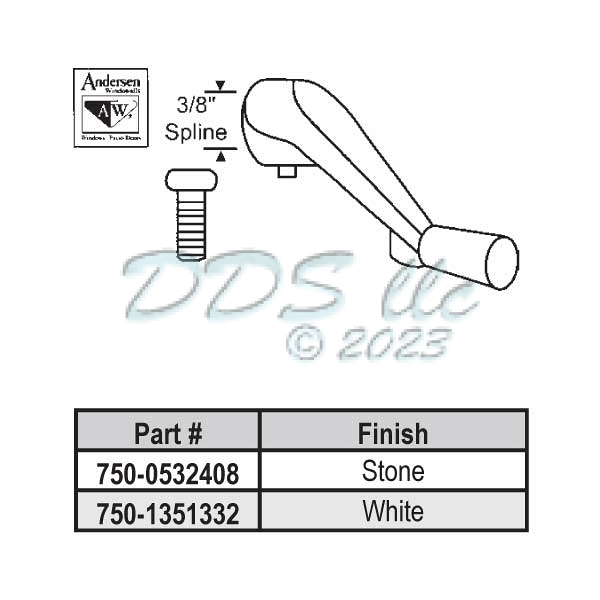 Andersen White Crank Handle 750-1351332 | Window and Door Parts