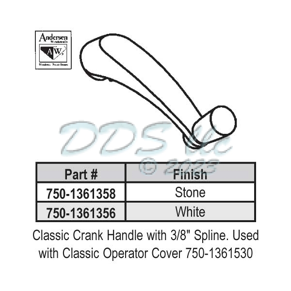 Andersen Classic Window Crank Handle White 750-1361356 | Window and ...