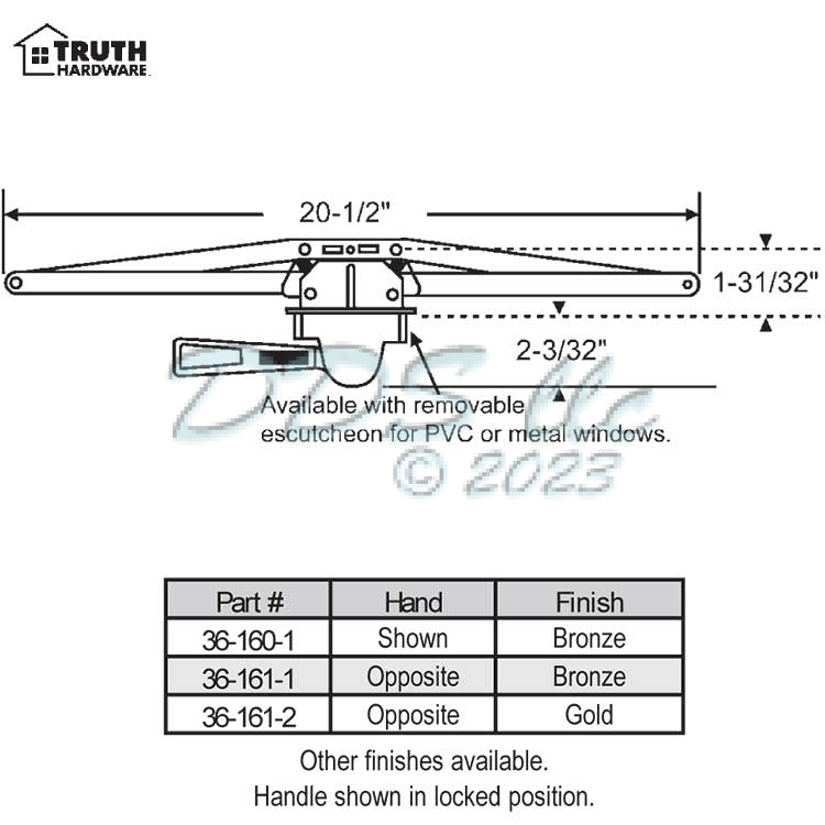Truth Lever Operator 36-160-1 | Window and Door Parts