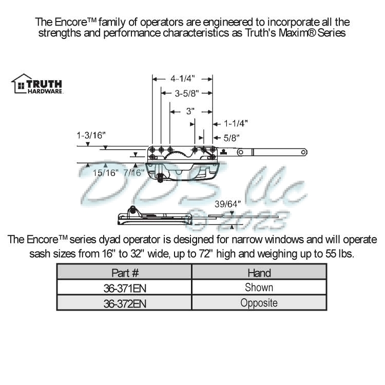 Truth Encore Casement Window Operator LH 36-371EN | Window and Door Parts