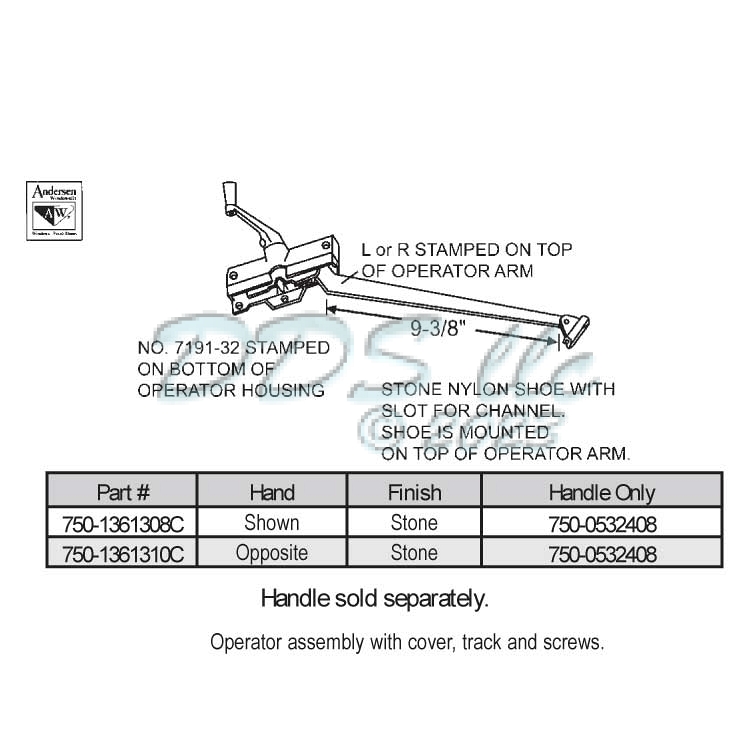 Andersen Casement Window Operator 750-1361308C | Window and Door Parts