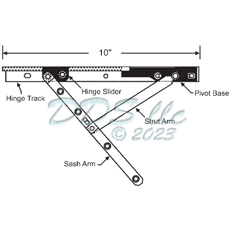 10inch Casement Hinge Arm - Track 28-15-72-set | Window and Door Parts