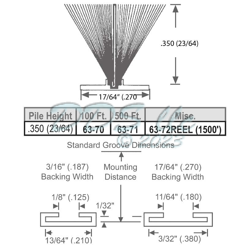 Strybuc - - Pile Weather Stripping 63-72R - 63-72R