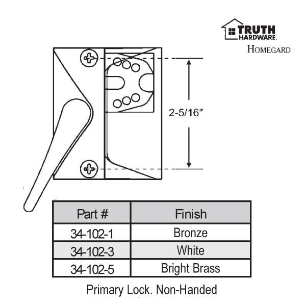 Truth Casement Lock 34-102-5 | Window and Door Parts