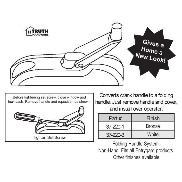 Truth Entrygard Folding Handle and Cover Set Bronze 37-220-1 | Window ...