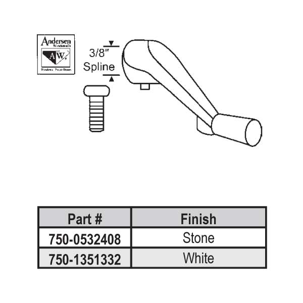 Andersen White Crank Handle 750-1351332 | Window and Door Parts
