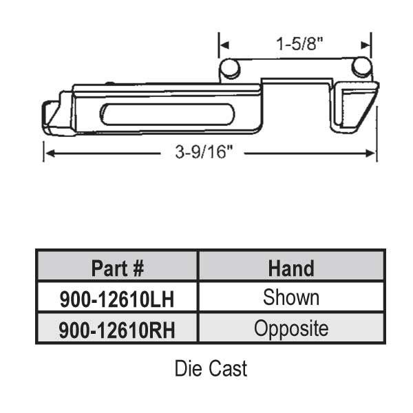 Slide Bolt 900-12610LH | Window and Door Parts